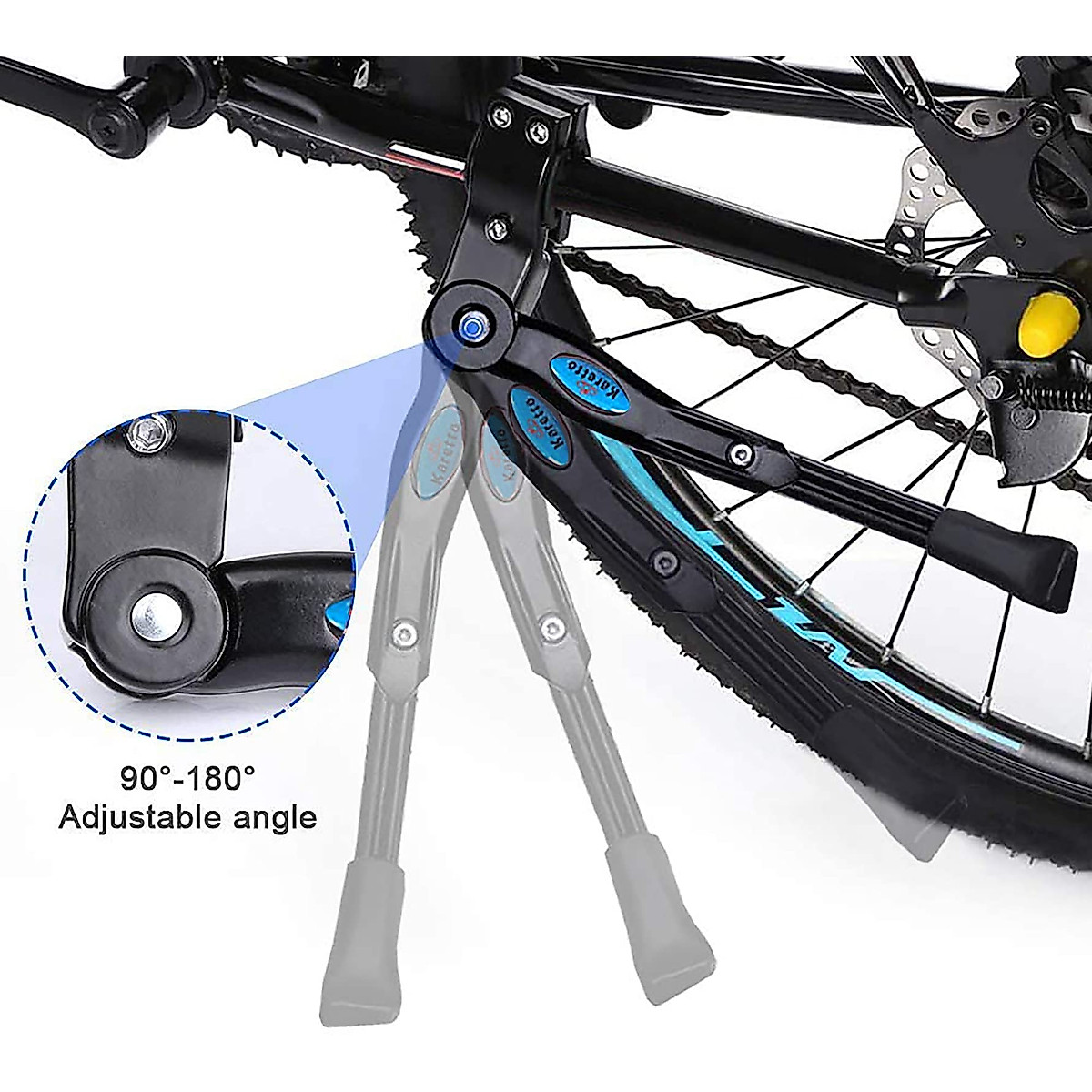 Bike Kickstand Adults- Adjustable Rear Side Aluminum Alloy Bicycle Stand Kickstand Fit for 22" 24" 26" 28" Bike Kick Stand for Mountain Bike Road Bicycles Kickstand (black)