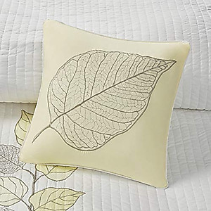 Madison Park Caelie Quilt Modern Classic Design All Season, Breathable Coverlet Lightweight Bedding Set, Matching Shams, Decorative Pillow, King/Cal King(104"x94"), Leaf Yellow 6 Piece