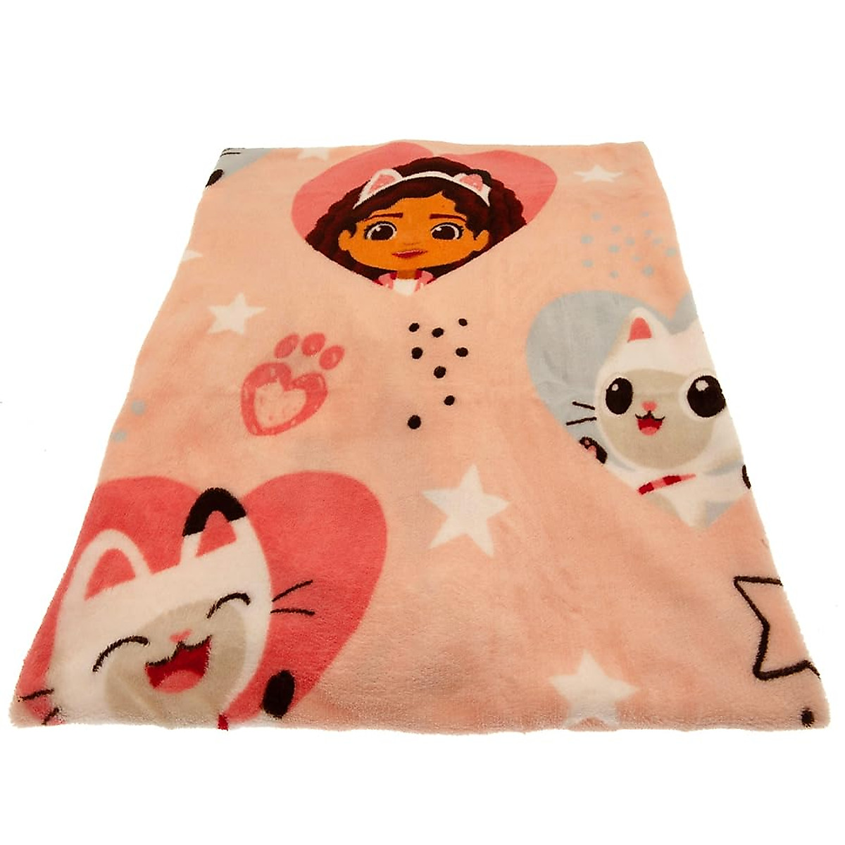 Gabby's Dollhouse Coral Hearts & Stars Fleece Throw Blanket - Soft Naptime Blanket - Cozy Blanket for Bed, Couch, Chair & Baby Bed - Plush Baby Blanket for Kids, Children, Girls, Toddlers