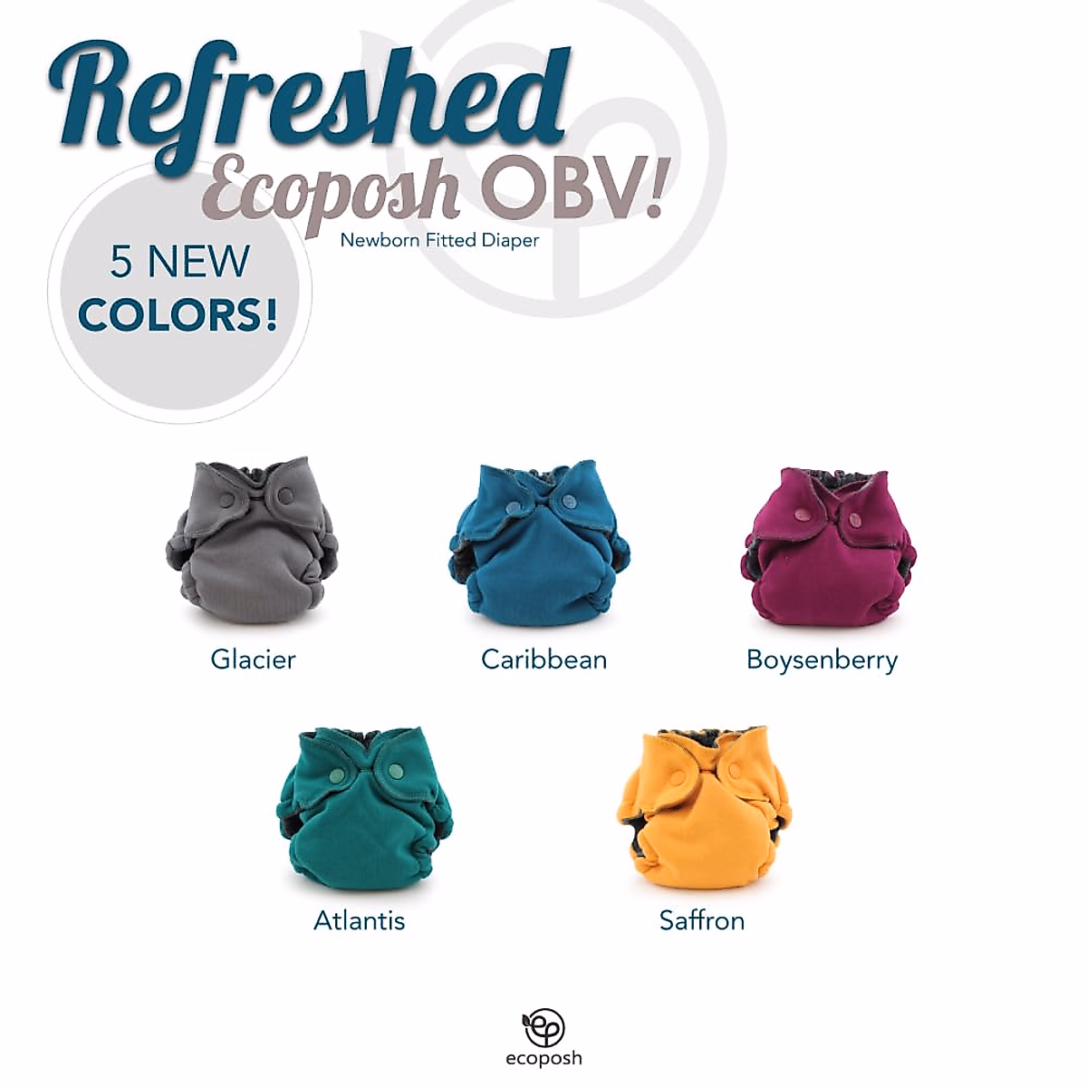 Kanga Care Ecoposh OBV Newborn Baby All in One AIO Fitted Cloth Diaper for Heavy Wetter and Nighttime Organic Bamboo Velour | Saffron (Yellow) 4-12 lbs