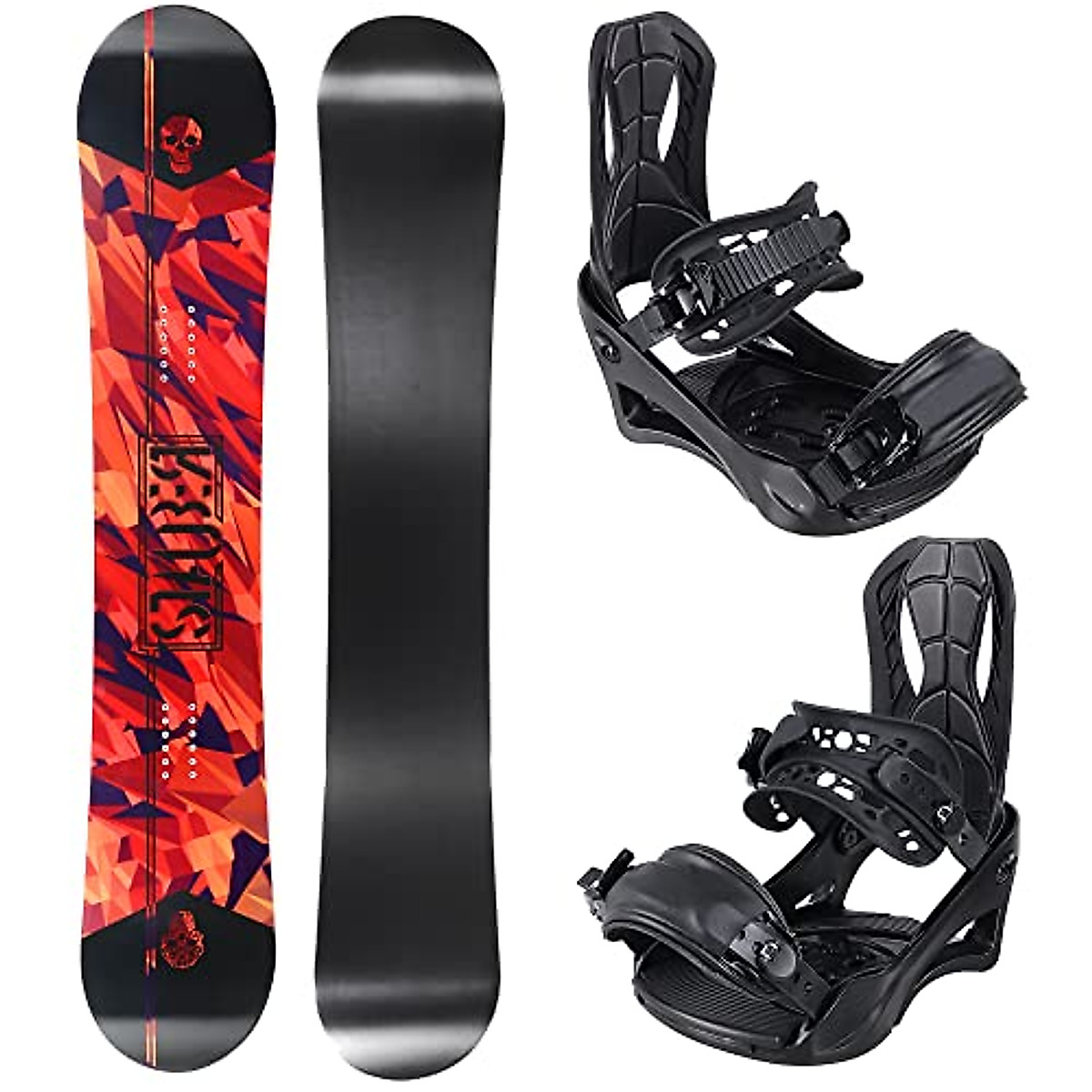 STAUBER 138cm Summit Snowboard & Binding Package Sizes 128, 133, 138, 143, 148,153,158, 161- Best All Terrain, Twin Directional, Hybrid Profile - Adjustable Bindings - Designed for All Levels