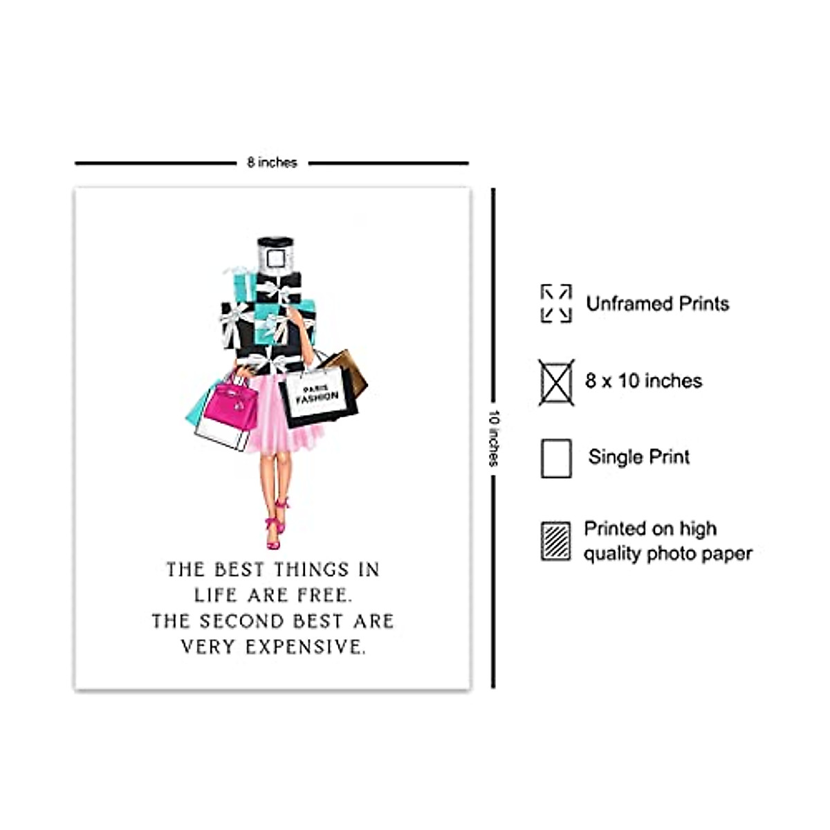 Glam Luxury Fashion Design Quote - Couture Fashionista Wall Art Decor Poster Print - 8x10 Gift for Women, Bathroom, Teens Room, Girls Bedroom