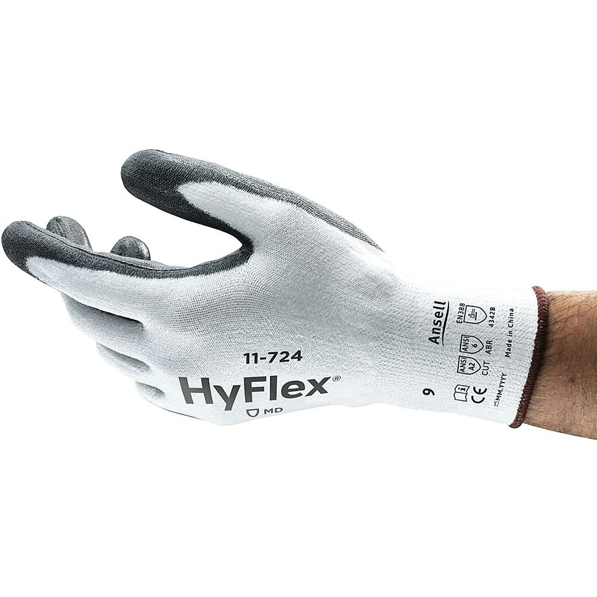 Ansell Healthcare 163830 Series 11-724 HyFlex Palm Dipped Medium Duty Glove, 13 Gauge, Size 6 (Pack of 144)