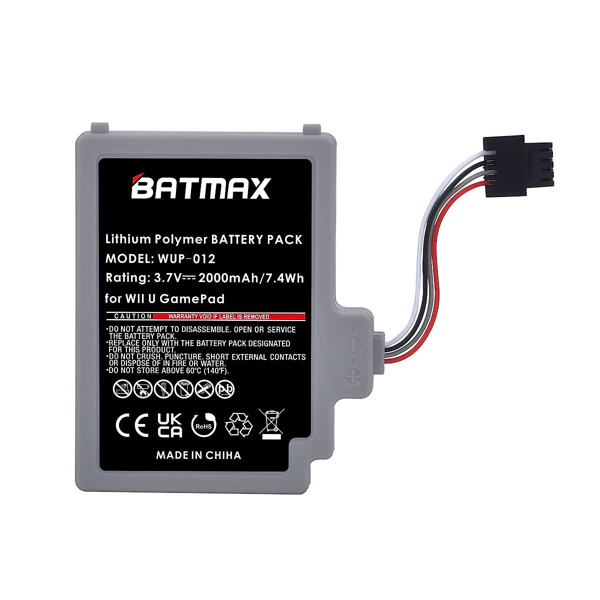 Batmax High Capacity 2000mAh WUP-010 Replacement Battery for Nintendo Wii U Gamepad WUP-012