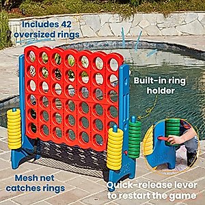 ECR4Kids Jumbo 4-To-Score with Mesh Net and Carry Bag, Giant Game, Assorted