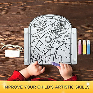 Kids NightLamp DIY Kit- Creative Arts and Crafts for Girls and Boys Ages 5 Years and up- Stained Glass lamp with Window Paint and Circuit - Best Gift Art Kits