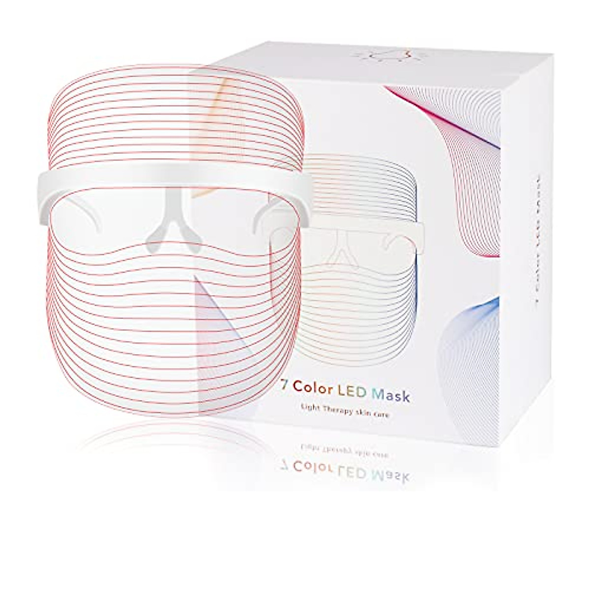 Yofuly 7 Colors L E D Facial Face Mâsk, Portable & Light Face M-Ask Skin Care Device for Home Use