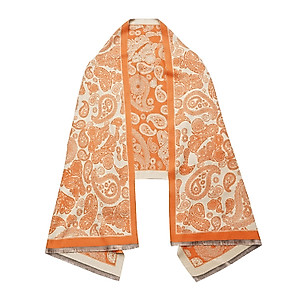VANLINKER Soft Cashmere Feel Paisley Winter Scarf Womens Pashmina Shawls Wraps Warm Long Large Light Scarves Vintage Cozy Ethnic Poncho Orange Beige 180 * 65cm