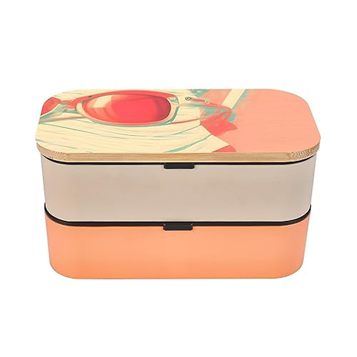 Retro Abstract Shades Adult Lunch Box, Bento Box, With Cutlery Set Of 3, 2 Compartments, Rectangular, Lunch Box For Adults