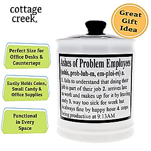 Cottage Creek Ashes of Problem Employees Piggy Bank, Funny Candy Jar, Boss Gifts