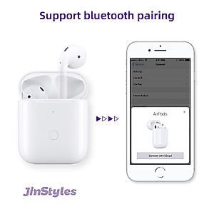 Compatible with AirPods 1 2,Wireless Airpods Charging Case with Bluetooth Pairing Sync Button,Air pods Charger Case Replacement,White