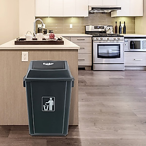Kekow 4-Pack Plastic Garbage Can with Lid, Gray Trash Can, 13 Gallon