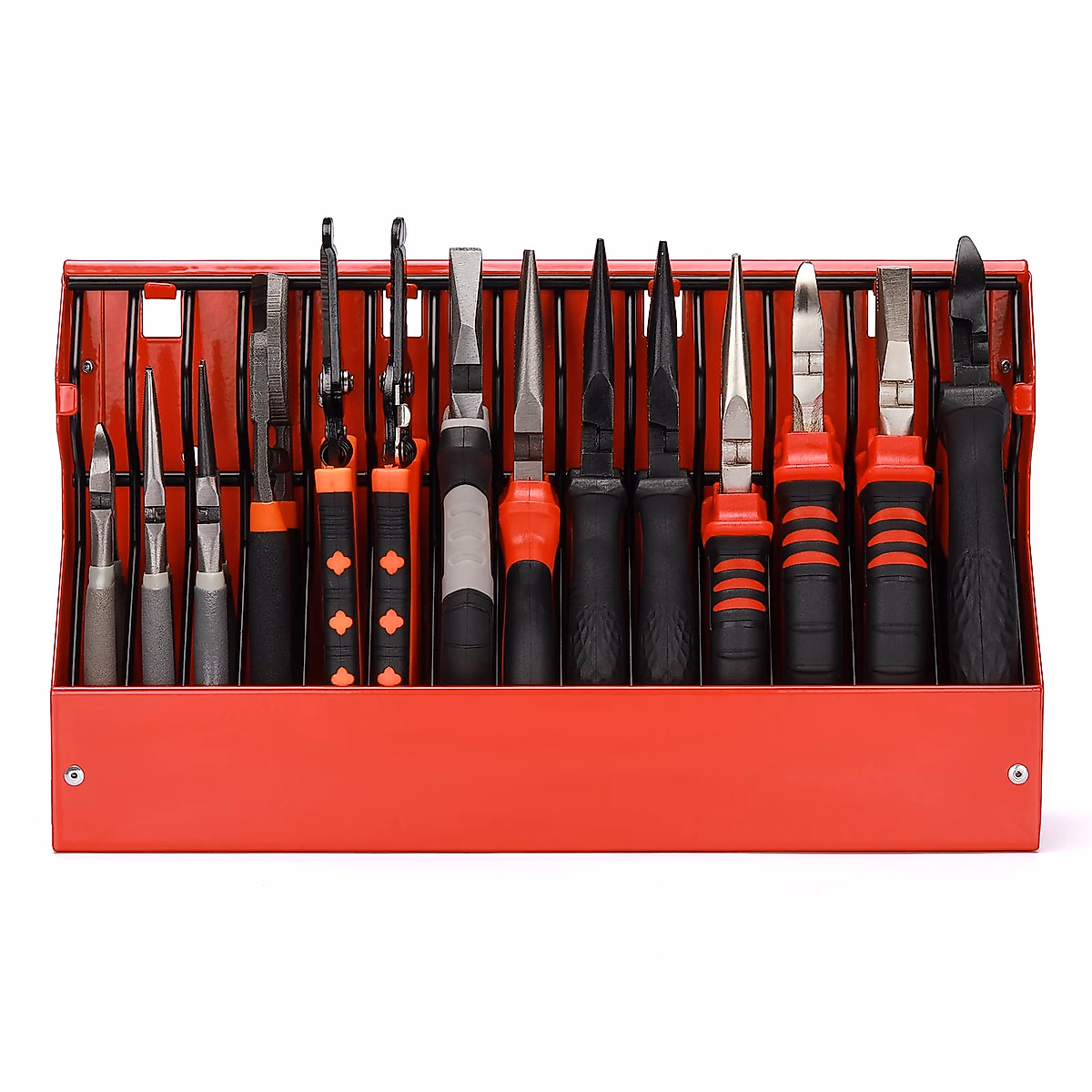 Mayouko 14 Slots Pliers Rack Organizer, For Standard & Smaller Pliers, All Steel, Fits in Toolbox Drawer, Chest, Pegboard, Tilt Feature
