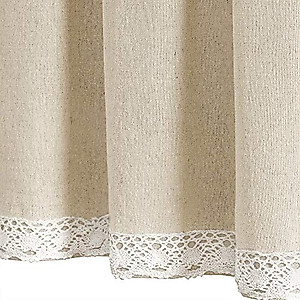 Lush Decor Linen Lace Window Curtain Valance Dark, 18" x 52" + 2" Header