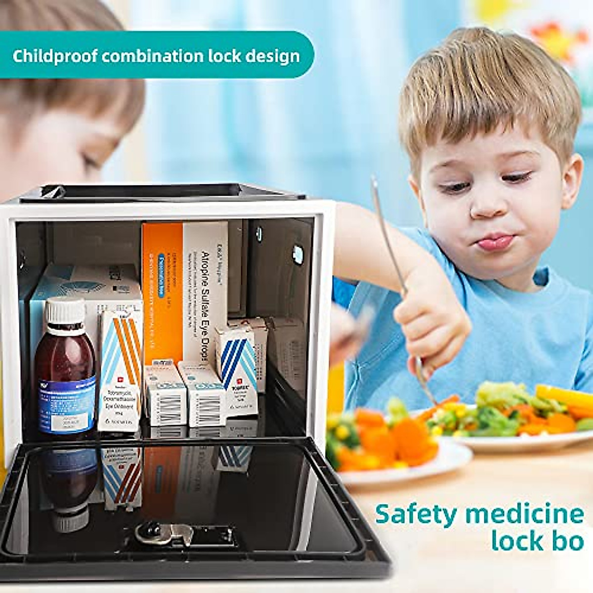 Medicine Lock Box for Safe Medication, pill lock box,locking medicine box,alcohol lock box,Clear Lockable Storage Box for Medicine Home Safety 13L(Clear