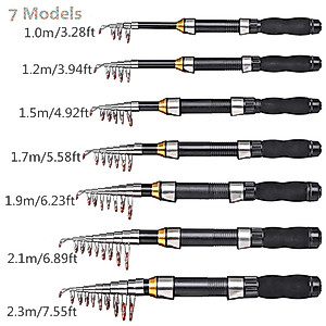 Toasis Fishing Spinning Baitcast Rod Telescopic Fishing Pole 7 Models (1.7m/ 5.58ft)