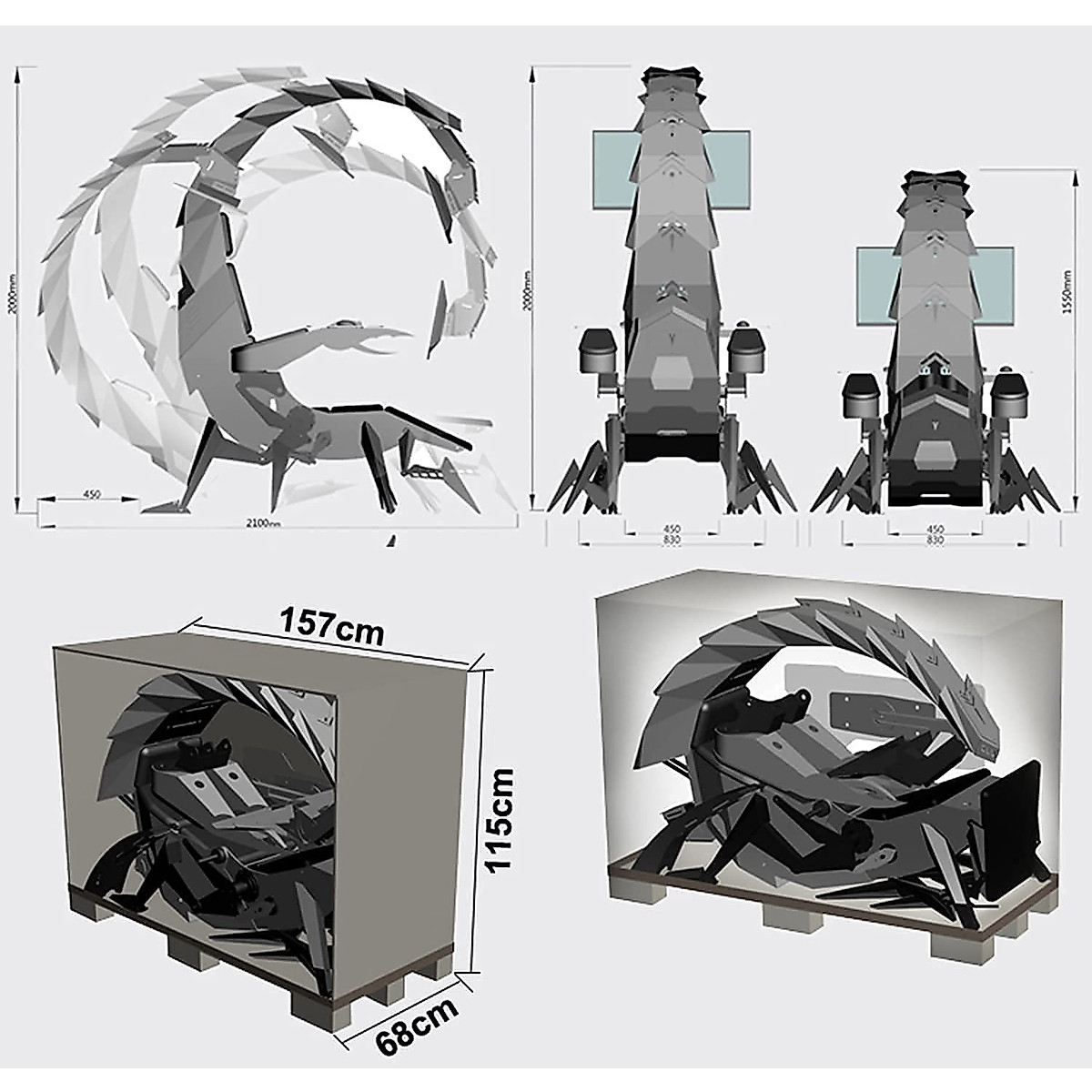 Gaming Chair, Ergonomic Computer Cockpit Chair with Led Lights, Comfortable Racing Simulator Cockpit Game Chair with Hanging 3 Screens,Red