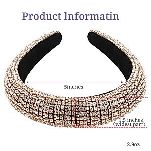 milylove Rhinestone Crystal Diamond Headbands for Women Fashionable Handmade Wide Hair Hoops Beaded Bling HairBand Hair Accessories