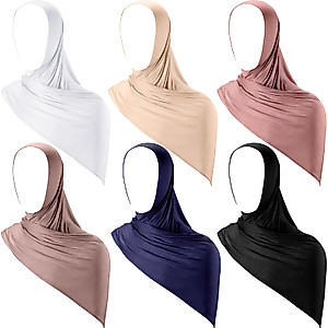 Handepo Instant Hijab Jersey Hijab for Women Muslim Head Scarf Lightweight Long Soft Hijab Shawl Stretch Scarf Wrap (Multicolor,6 Pcs)
