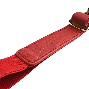 Syuer Womens 1" Width Bow Skinny Elastic Waist Belt Stretchy Belt Thin Belt (S-M (26"-32"), Red)