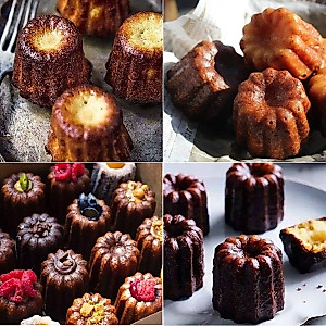 SWETON Non-stick Canele Molds Baking Pans for Cupcakes, 6Cavities Muffin Pan for Oven Baking