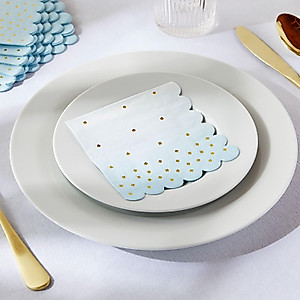 100 Pack Cocktail Napkins for Girl Baby Shower, Wedding, Birthday Party (5 x 5 in, Ombre Blue)