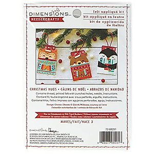 Dimensions 72-08291 DIY Christmas Ornaments and Gift Card Holders Felt Applique Kit, Sizes Vary, Multicolor, 4pcs