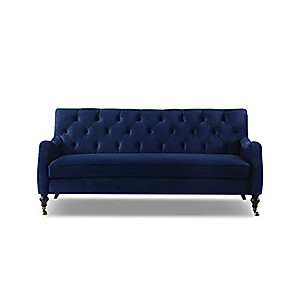 Jennifer Taylor Home Xander Tufted Sofa Metal Casters, Navy Blue