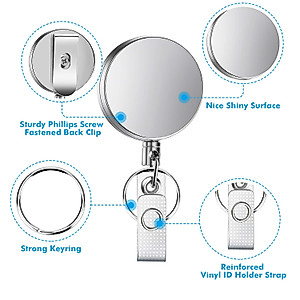 Selizo Retractable Badge Holder with Keychain Ring Clip Metal Badge Reel with Plastic ID Holder and Heavy Duty Name Card Holder for ID Card Key Card Carabiner Work Badge