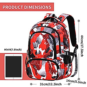 Yvechus School Backpack Casual Daypack Travel Outdoor Camouflage Backpack Christmas Presents for Boys and Girls (AY Camo Red)