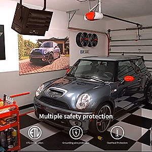 Uthfy 7500W Ceiling Mount Heater,25000BTU Fan-Forced Industrial Heater with Digital Thermostat,Electric Garage Heater with Remote Control,9H Timer, Black, 14.0 * 10.6 * 12.7" (BGP2102-75R)