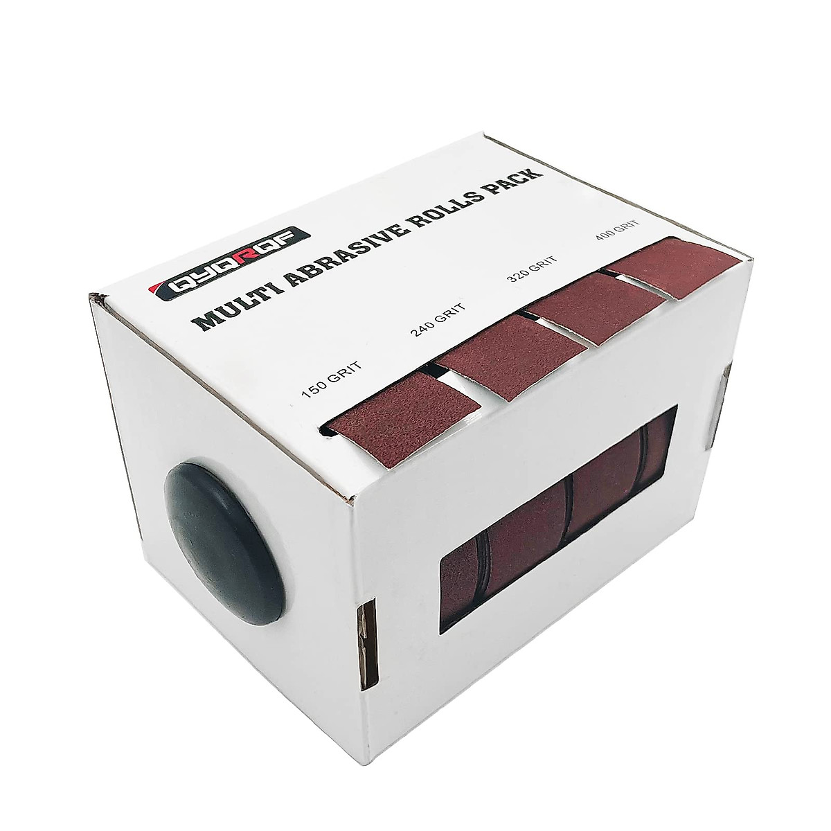 QYQRQF Emery Cloth Roll, 4 Grits Abrasive Sandpaper Rolls Assorted Sand Paper with Dispenser for Woodworking Automotive Metal Polishing, 150 240 320 400 Grits Per Roll 6 Meters