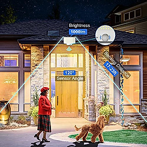 Solar Motion Lights Outdoor, [400 LED/2 Pack/3 Modes] Separate Panel Solar Powered Flood Security Lights with Remote, 16.4Ft Cable, IP65 Waterproof Wall Lights for Garden Garage Yard Backyard Patio