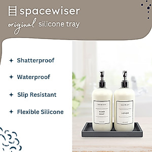 Spacewiser Countertop and Vanity Tray – Small 7.7" Silicone Soap Dispenser Tray, Shatterproof Flexible Bathroom Tray, Kitchen Sink Tray for Soap Bottles, Key Trinket Ring Tray, Original Silicone Tray