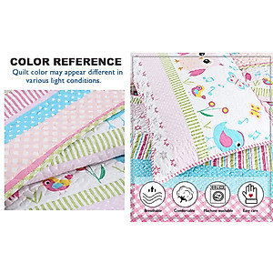 Cozy Line Home Fashions Happy Owl Pink Reversible Quilt Bedding Set, Coverlet, Bedspreads for Girls (Happy Owl, Queen -3 Piece)