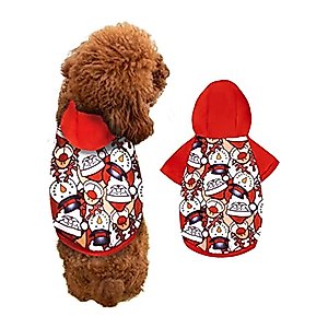 Fantasy Era Funny Dog Christmas Outfits Costume Cat Hoodie Cosplay Party Clothes for Small Pet (Red, XX-Large)