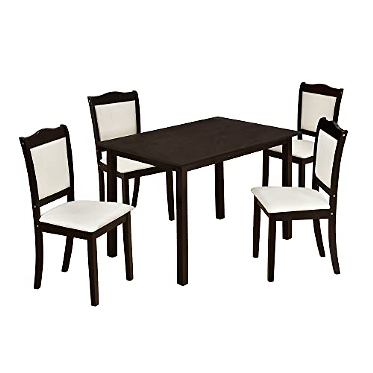 Lifeand 5-Piece Wooden, Simple Style Kitchen Dining Set Rectangular Table with Upholstered Chairs for Space (Espresso), 4