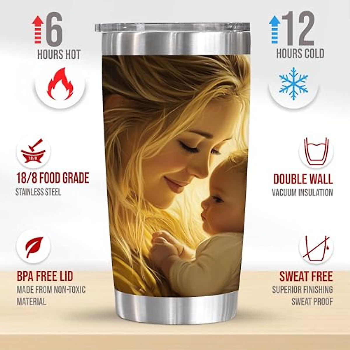 FOCIUZTA 20oz Golden Hair Smile Cute Warm Tumbler with lid, Travel Coffee Cup, Ideal for Easter, Mother Day, and birthday gifts