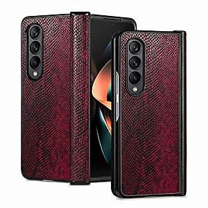 Python Skin Pattern Case for Samsung Galaxy Z Fold 3, Hinged Protection Case Compatible with Wireless Charging, Shockproof Anti-Scratch Protective Cover Case for Samsung Galaxy Z Fold 3(Red)