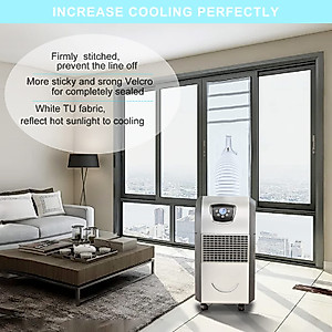 Boqon Portable AC Window Seal Kit Adjustable Air Conditioner Window Vent Kit, No Drilling, Waterproof, Easy to Install with Zip and Adhesive Fastener (25X56~92cm)