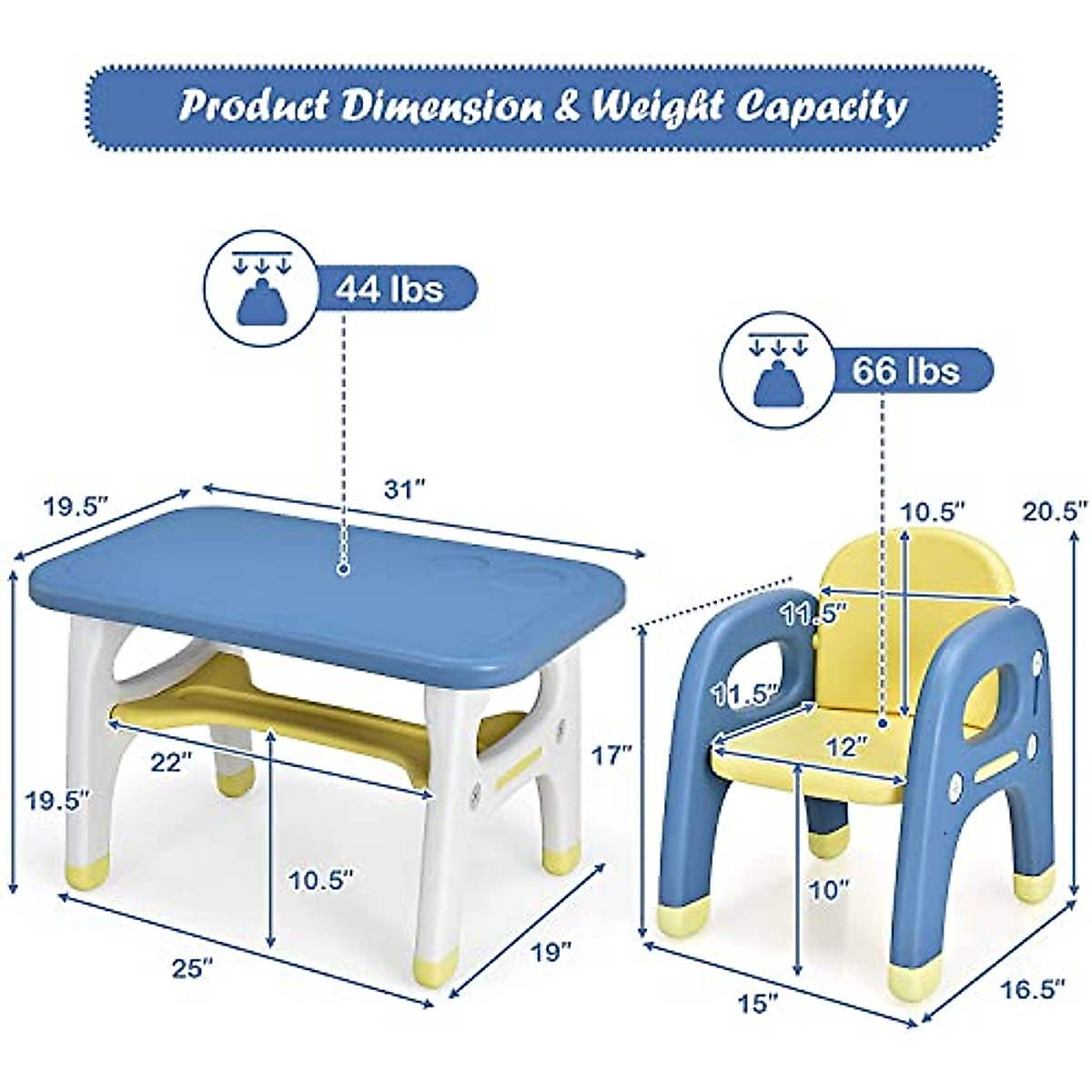 HONEY JOY Kids Table and Chair Set, Dinosaur Shape Children Activity Table and 1 Chair for Art Craft, Building Blocks, 2-Piece Toddler Furniture Set for Daycare Playroom, Gift for Boys Girls