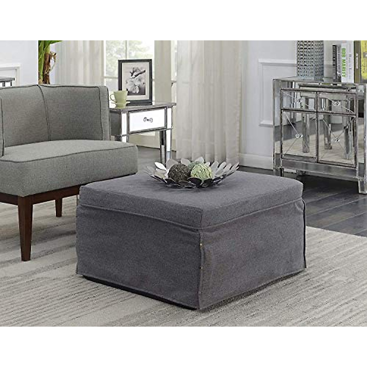Convenience Concepts Designs4Comfort Folding Bed Ottoman, Soft Gray Fabric