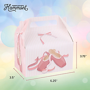 Hammont Ballerina Party Favor Treat Boxes - 10 Pack - Baby Shower & Girls Birthday Décor- Ballerina Gable Boxes, Cookie Box for Gift Giving, Princess Ballerina Party Decorations - 6.25x3.75x3.5 Inches