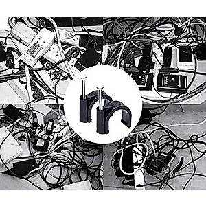 Mini Skater 16mm Nylon Steel Nail in Circle Ethernet Cable Clips Cord Holder Wire Management,Pack of 50.(Black)