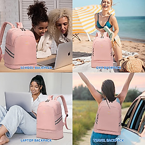 SHOULDCAT Gym Backpack for Women with Shoe Compartment & Wet Pocket & Lunch Compartment, Waterproof Gym Bag Laptop Purses(Geen)