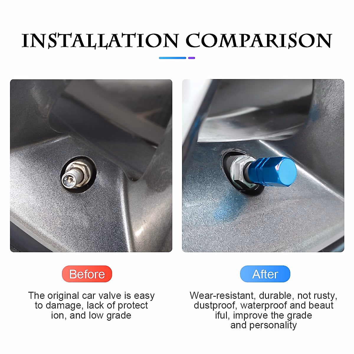 Fekey&JF 16 PCS Car Tire Valve Stem Caps, Waterproof Airtight Car Wheel Tire Valve Stem Covers Universal for Cars, Bicycles, Trucks, Motorcycles, Car Accessories for Men Women (Light Blue)