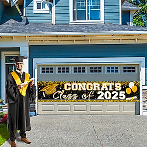 Large Congrats Grad Banner Gold Class of 2023 Banner Backdrop Graduation 2023 Yard Sign for Graduation Party Supplies Graduation Decorations 2023 (Gold)