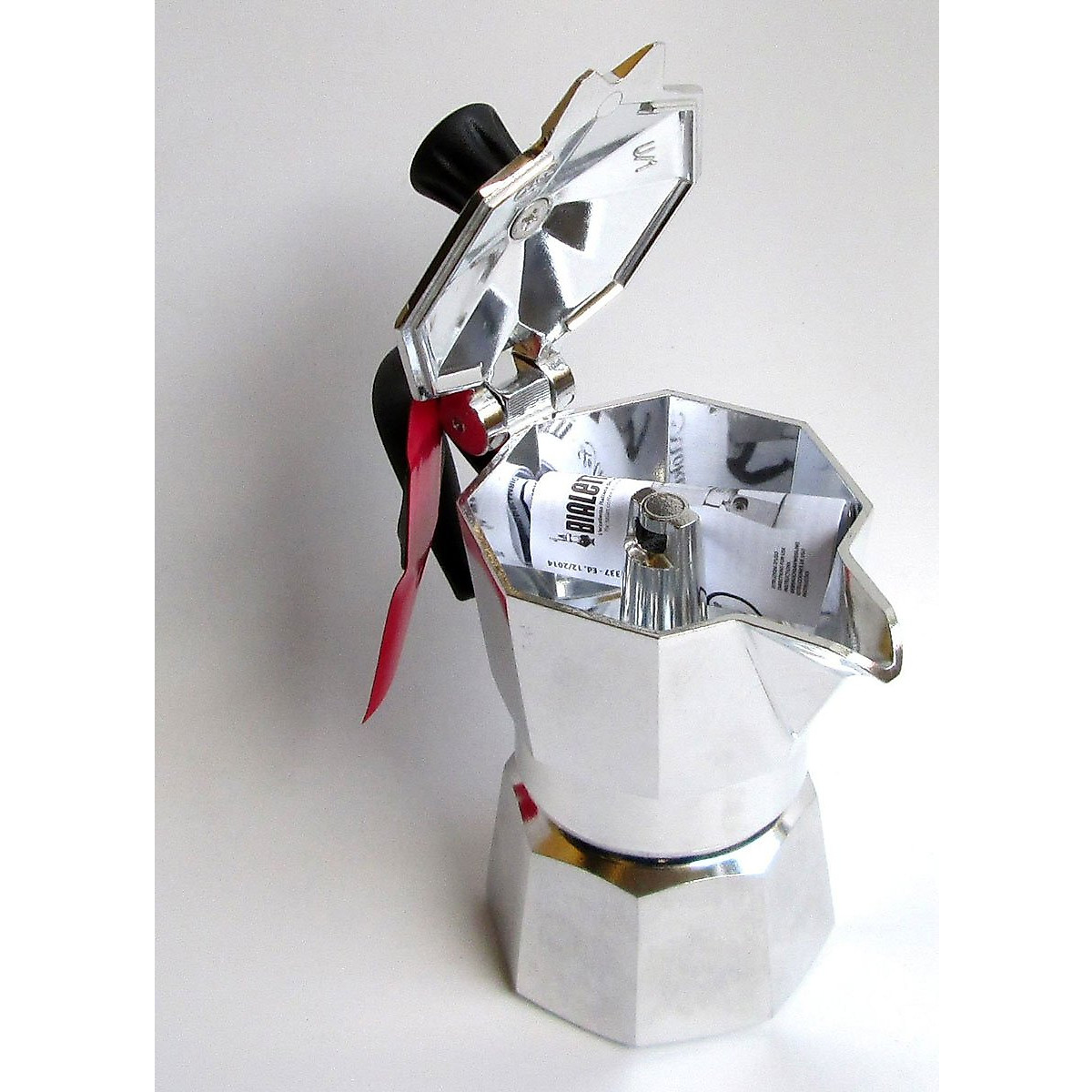 Bialetti Mokina Aluminium 1/2 Cup Coffee Maker, Silver/Black, 13 x 6.5 x 12 cm