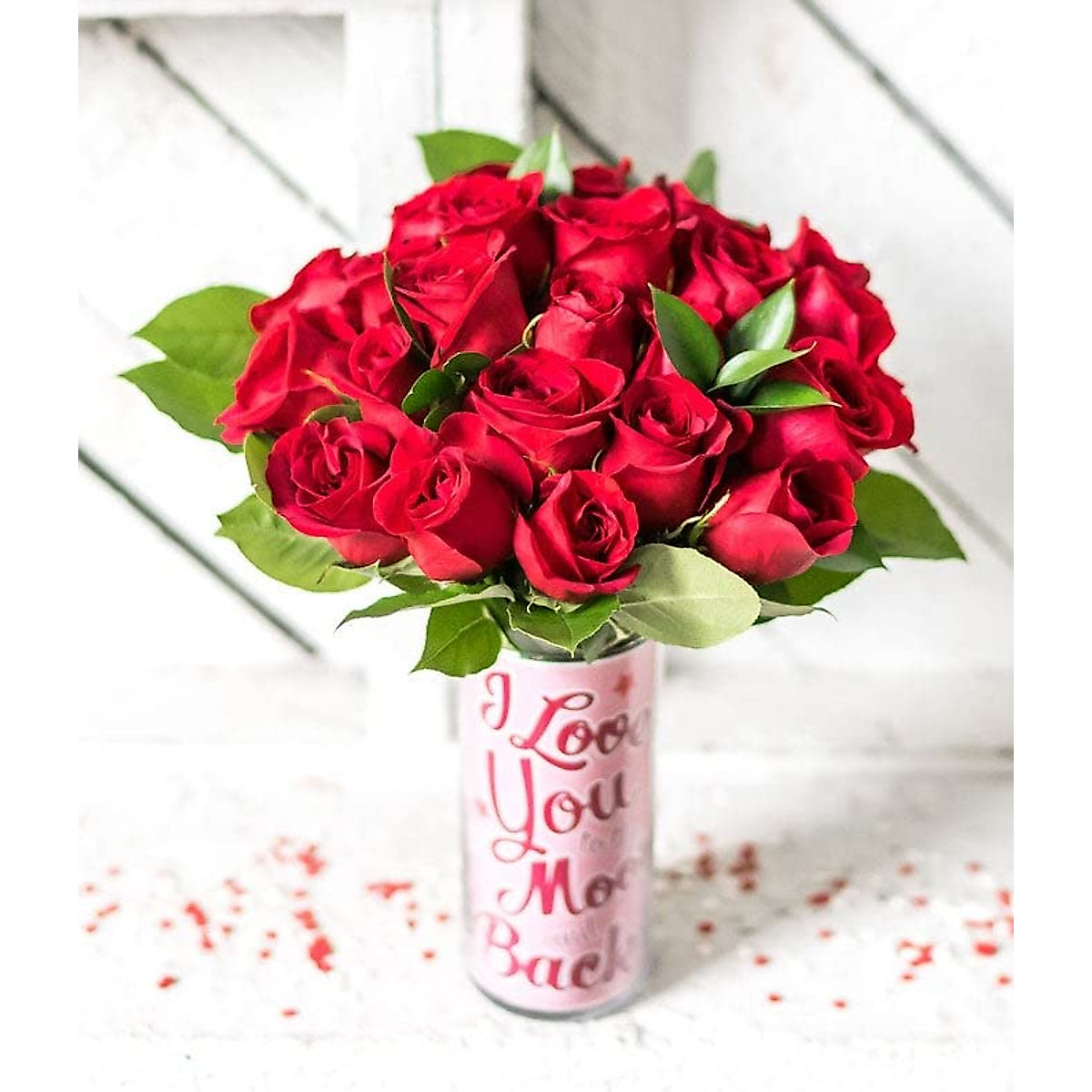 From You Flowers - Two Dozen Red Roses with Chocolates with Glass Vase (Fresh Flowers) Birthday, Anniversary, Get Well, Sympathy, Congratulations, Thank You