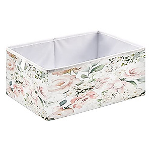 Kigai Pink Flowers Cube Storage Bins - 11x11x11 In Large Foldable Storage Basket Fabric Storage Baskes Organizer for Toys, Books, Shelves, Closet, Home Decor